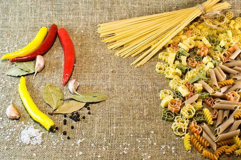 Fusilli, Rigatoni and Pens Pasta Stock Photo - Image of green, cooking ...