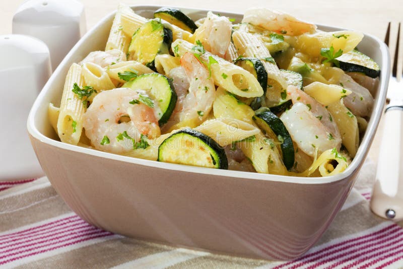 Pasta Bake with Prawns and Zucchini Stock Photo - Image of shrimp ...