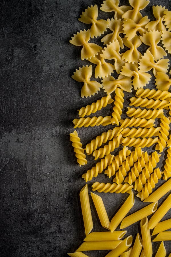 Pasta on Black Background. Place for Text Stock Image - Image of baking ...