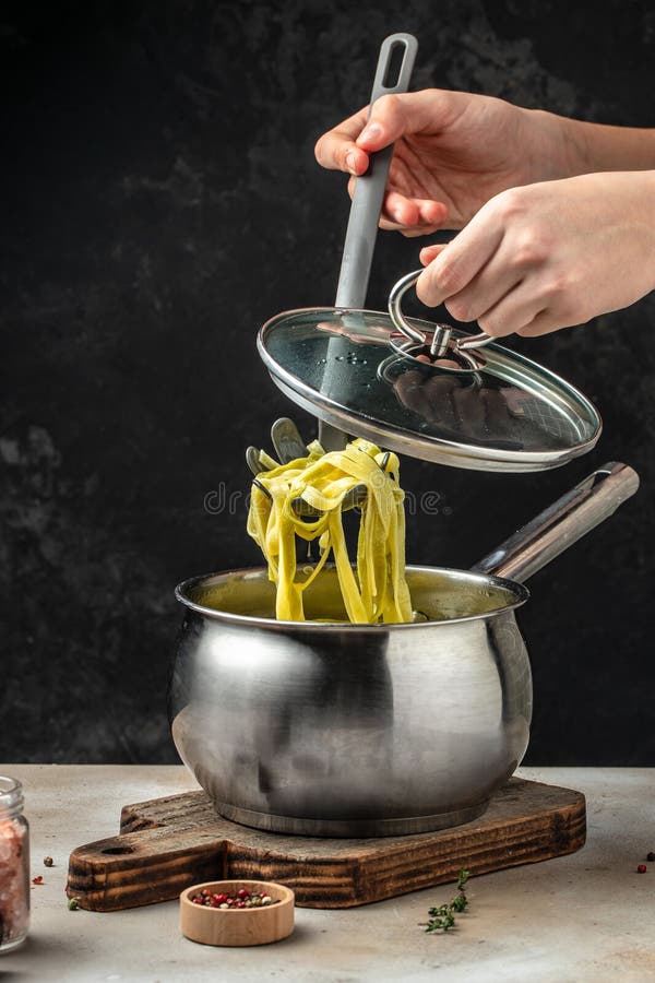 Pasta Boiling in a Pot. Home Cooking or Italian Cooking Concept ...