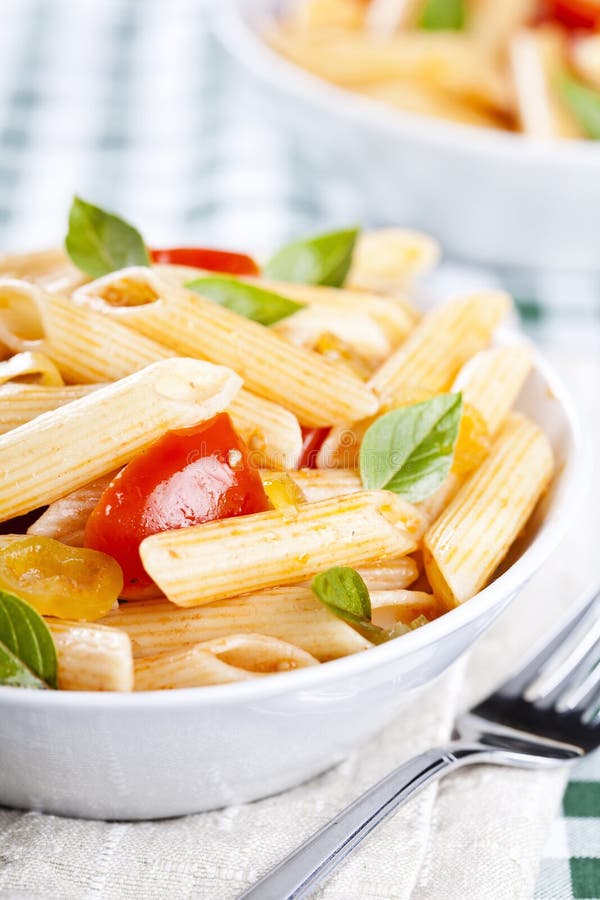 Pasta Bowls stock photo. Image of yellow, lunch, basil - 26805624