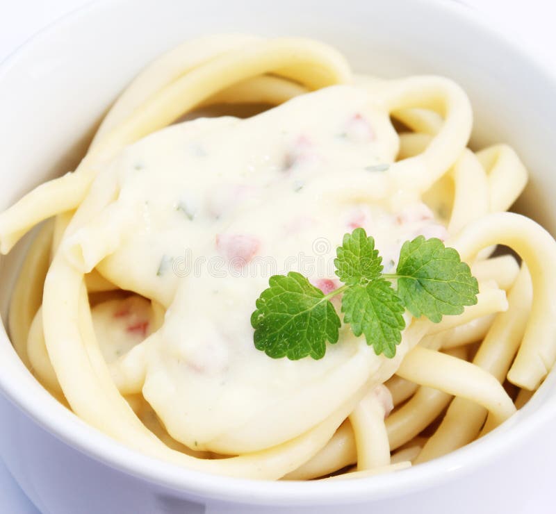 Pasta with cheese sauce stock image. Image of cheesesauce - 37210035