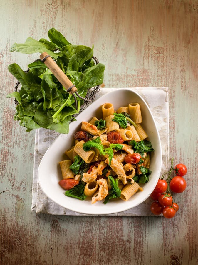 Pasta with Chicken Ragout and Curry Stock Photo - Image of cooked ...