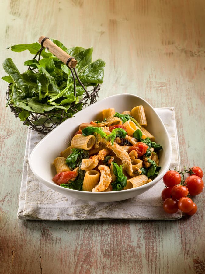 Pasta with Chicken Ragout and Curry Stock Photo - Image of cooked ...