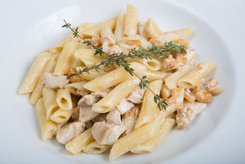 Pasta with chicken stock photo. Image of restaurant, tomato - 71657910