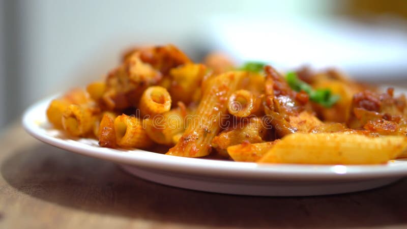 Pasta Closeup of Process of Making Cooking Penne Pasta Stock Image ...