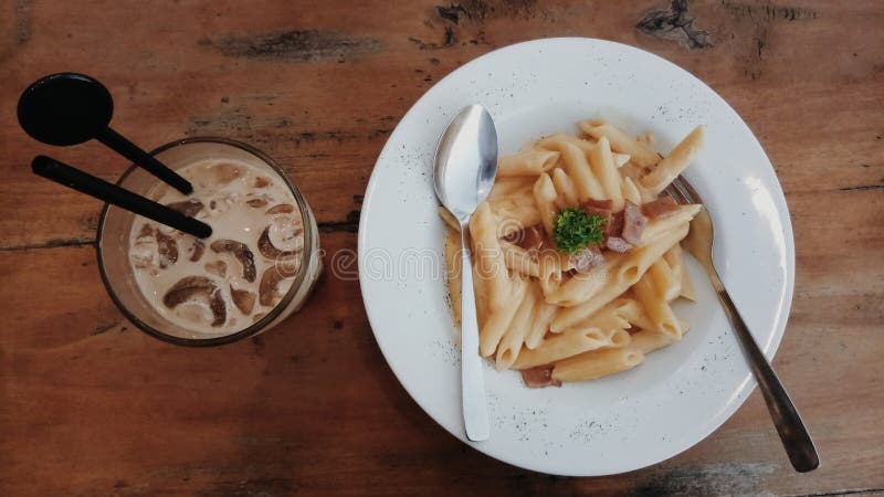 Pasta and Coffee are the Best Combination. Stock Image - Image of pasta ...