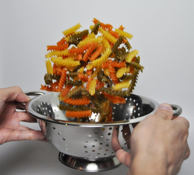 Pasta in a Colander and with a Spoon Stock Photo - Image of eggs, food ...