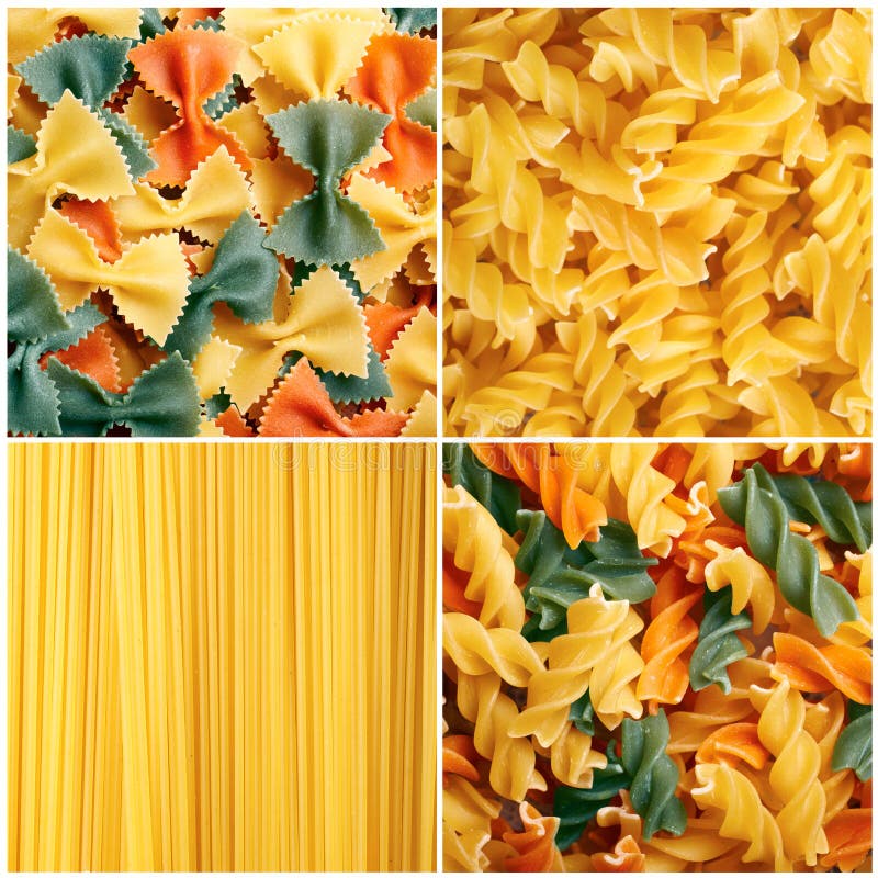 Pasta collage stock photo. Image of spiral, healthy, collage - 22335574