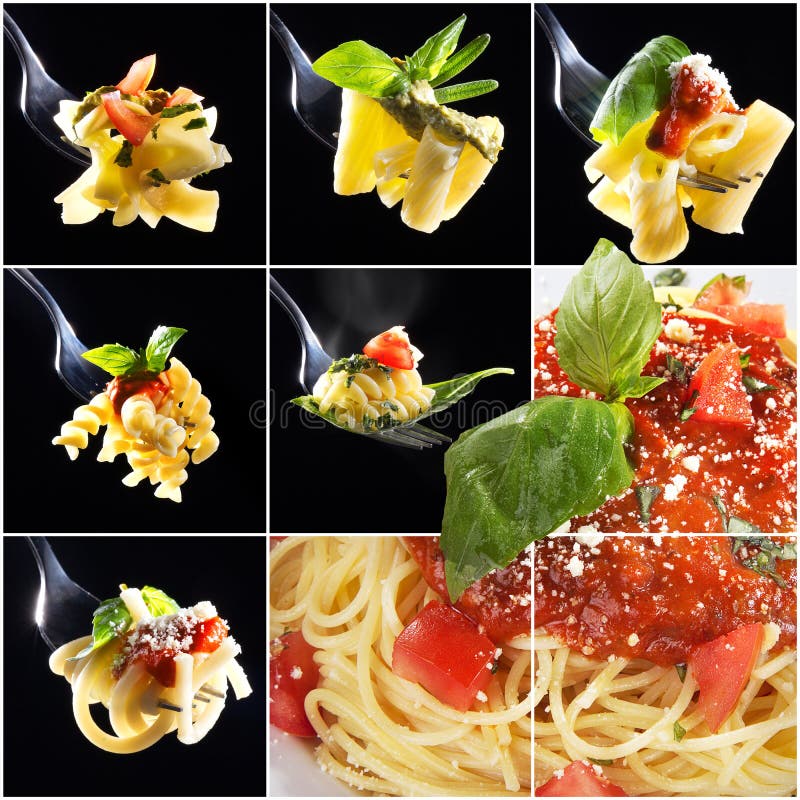 Pasta collage stock photo. Image of meal, product, mediterranean - 38779946
