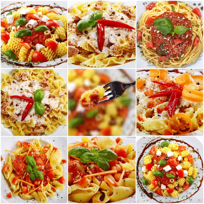 Pasta collage stock image. Image of dish, meal, delicious - 38780171