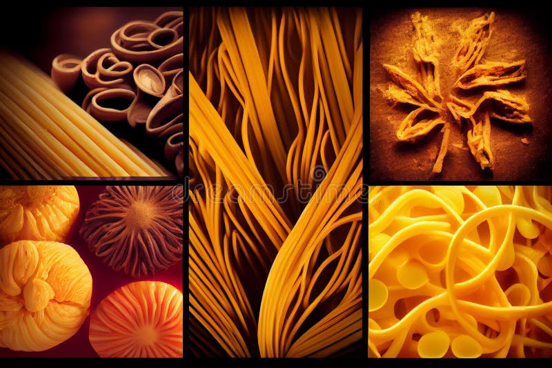 Pasta Collection, Big Collage. Stock Image - Image of culinary ...