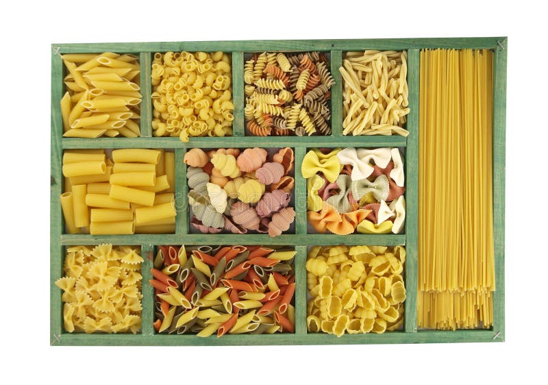 Pasta collection in box stock photo. Image of ingredient - 17891046