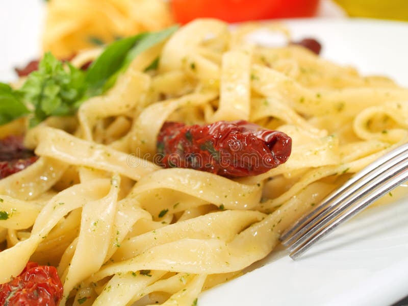 Pasta Collection - Tagliatelle with Dried Tomatoes Stock Image - Image ...