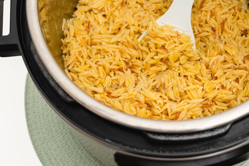 Pasta Cooked in Instant Pot. Delicious Orzo Pasta Stock Image - Image ...