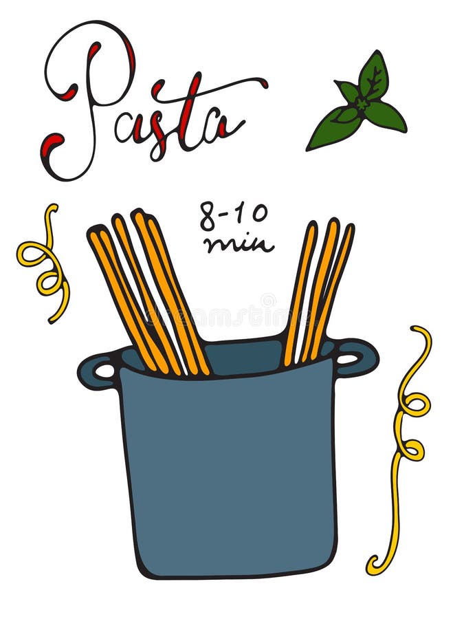 Pasta cooking illustration stock vector. Illustration of kitchen - 78382329