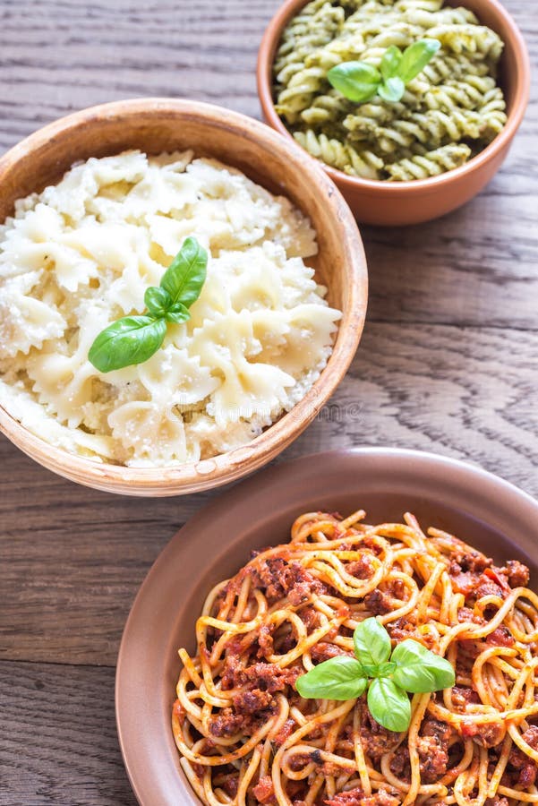 Pasta with Different Kinds of Sauce Stock Photo - Image of cuisine ...