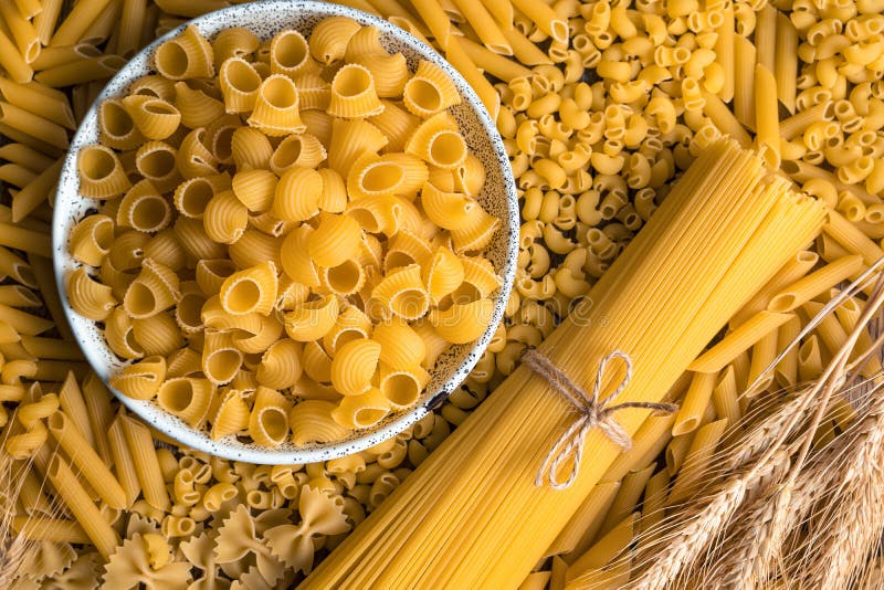 Pasta of Different Types in a Large Assortment. the View from the Top ...