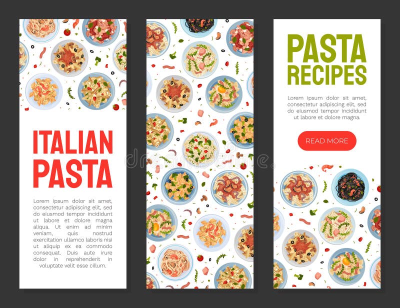 Pasta Dish Food Banner Design with Plate Serving Vector Template Stock ...