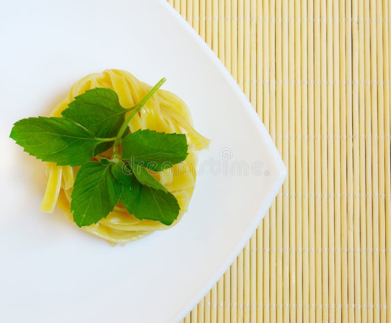 Pasta Dishes Seasoned with Mint Stock Photo - Image of appetite ...