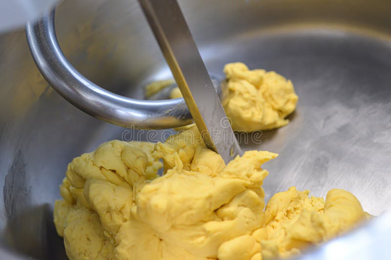 Pasta Dough Mixed in a Professional Kneader Stock Photo - Image of ...