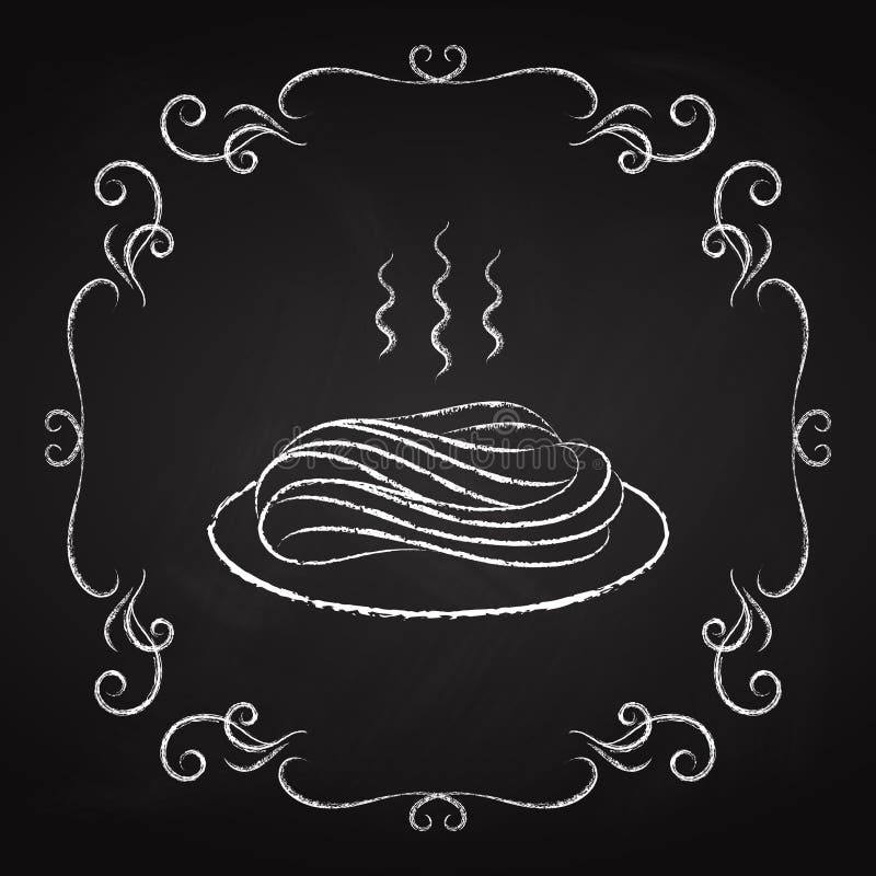 Pasta, Icon Drawn Chalk on a Blackboard Stock Vector - Illustration of ...