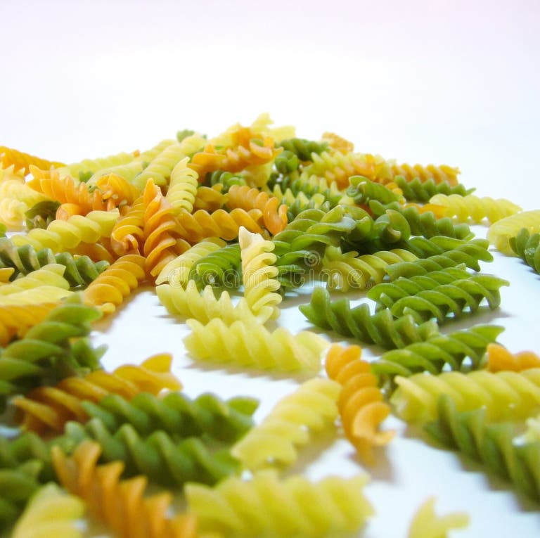 Pasta - Dried Tri-colored Fusilli Stock Photo - Image of nourishment ...
