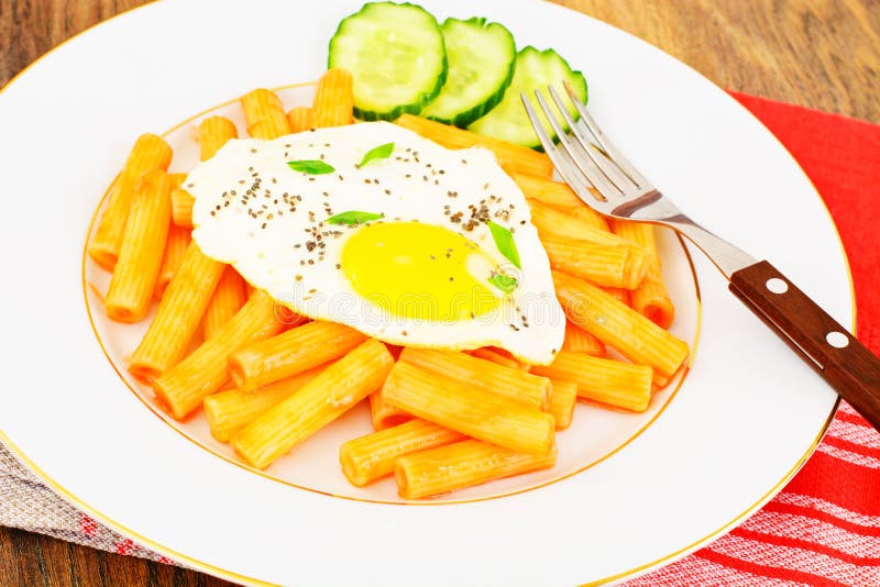 Pasta with Egg and Chia Seeds Stock Image - Image of prepared, color ...