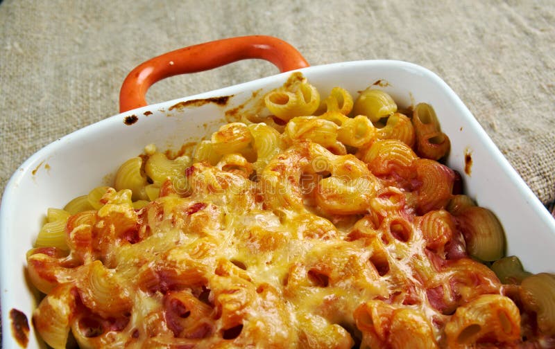 Pasta Elbow Macaroni Bake with Pancetta Stock Image - Image of close ...