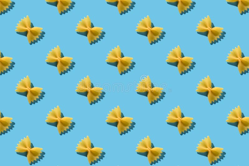 Pasta Farfalle Repeating Seamless Pattern on Blue Backdrop Stock Photo ...