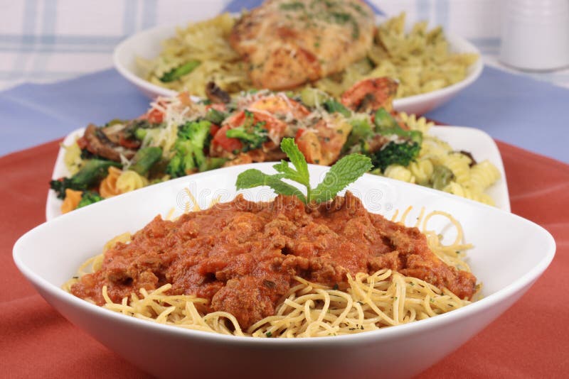 Pasta feast stock image. Image of chicken, cooking, pasta - 5212353