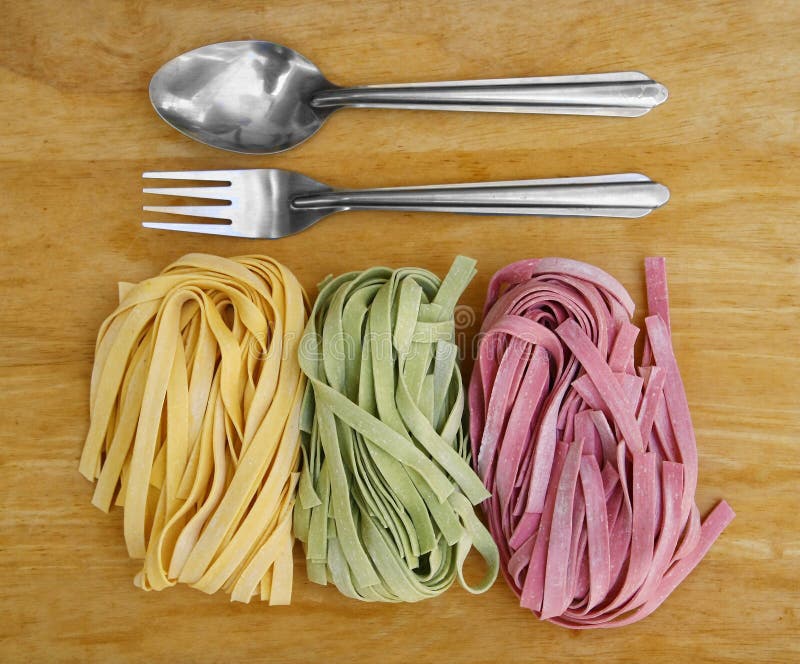 Pasta Fettuccine and Spoon Set Stock Image - Image of ingredient ...