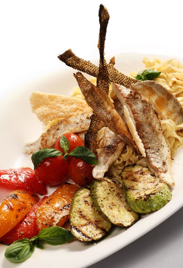 Pasta with fish stock photo. Image of sauce, freshness - 4326578