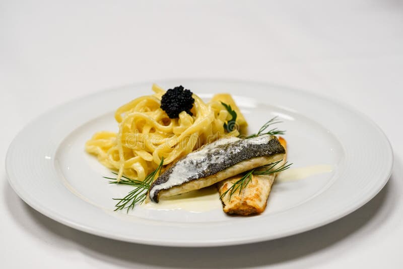 Pasta and fish stock image. Image of healthy, diet, closeup - 104601143