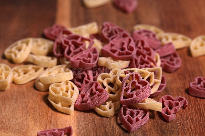 Pasta Food Uncooked in Heart Shape Stock Image - Image of diversity ...