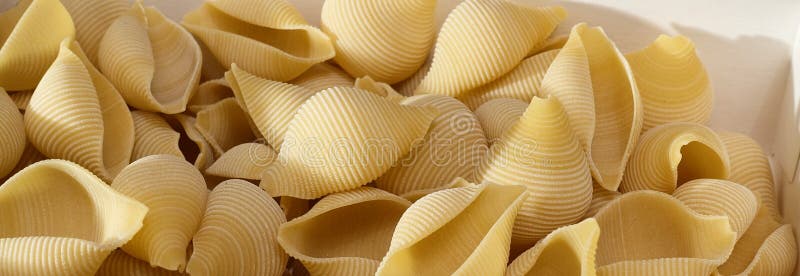 Pasta in the Form of Shells Close-up. Culinary Background Stock Photo ...