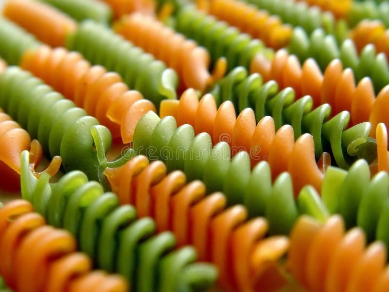 Pasta Fusilli Italian Red and Green Lines 2 Stock Image - Image of ...