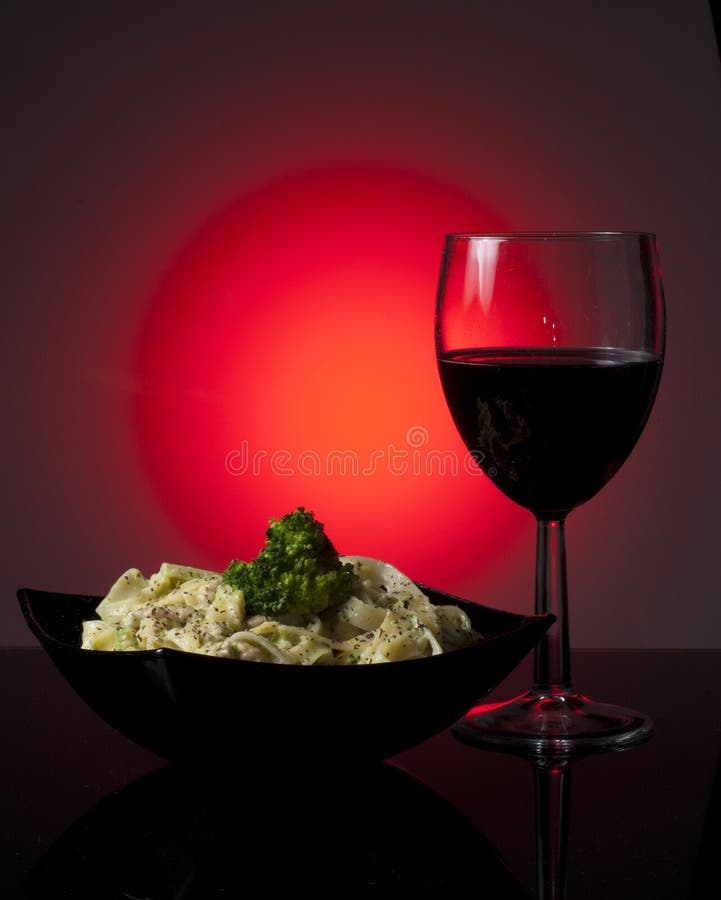 Pasta and glass of wine stock image. Image of meat, closeup - 18140619