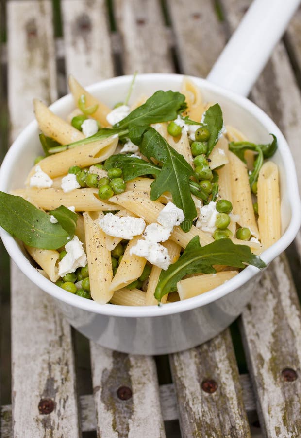 Pasta with Goatcheese and Rocket Stock Image - Image of peas, pasta ...