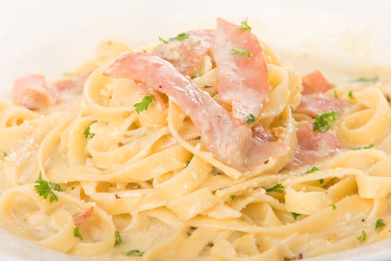 Pasta with ham stock photo. Image of yummy, grilled, restaurant - 6330974