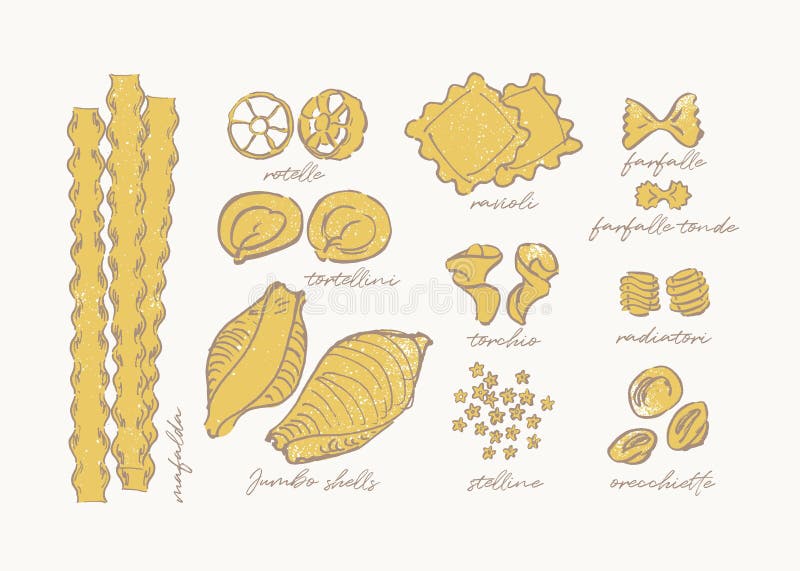 Pasta hand drawn guide stock vector. Illustration of dough - 319917996