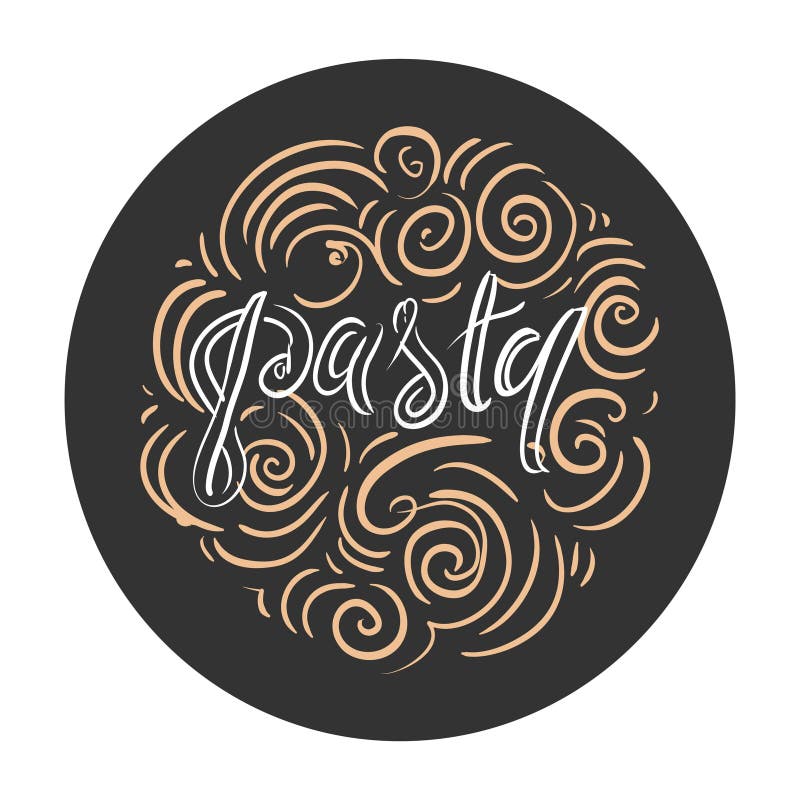 Pasta Hand Lettering Logo Design. Vector Hand Drawn Illustration. Stock ...