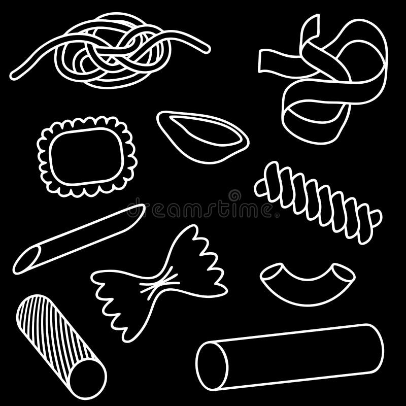 Pasta icon set stock vector. Illustration of shape, design - 17835372