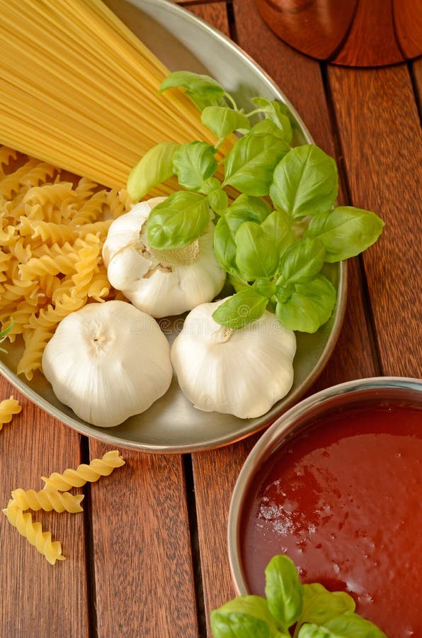 Pasta ingredients stock photo. Image of vegetables, wooden - 31979746