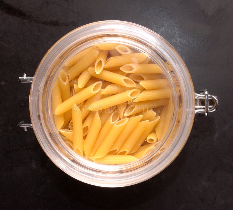 Pasta Jar stock photo. Image of black, penne, marble, clear - 183584