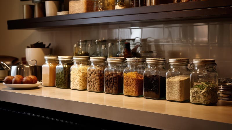 Pasta Kitchen Counter Display Stock Illustration - Illustration of ...