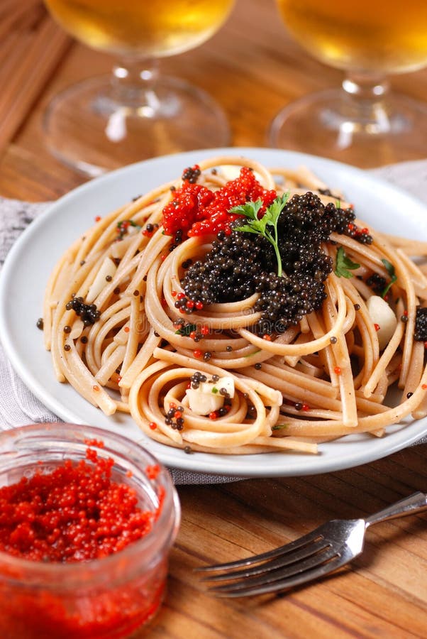 Pasta with lumpfish roe stock photo. Image of traditional - 43948660