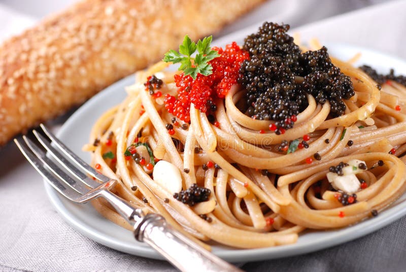 Pasta with lumpfish roe stock image. Image of lunch, caviar - 43948867