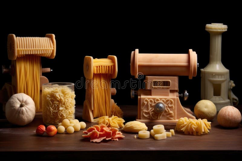 Pasta Machine Various Pasta Shapes Stock Illustration - Illustration of ...