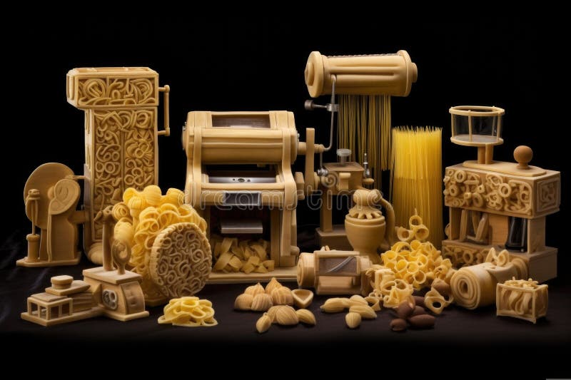 Pasta Machine Various Pasta Shapes Stock Illustration - Illustration of ...